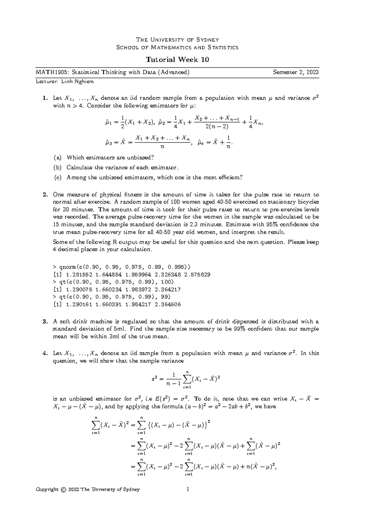T10 - Tutorial 10 about samples - The University of Sydney School of ...