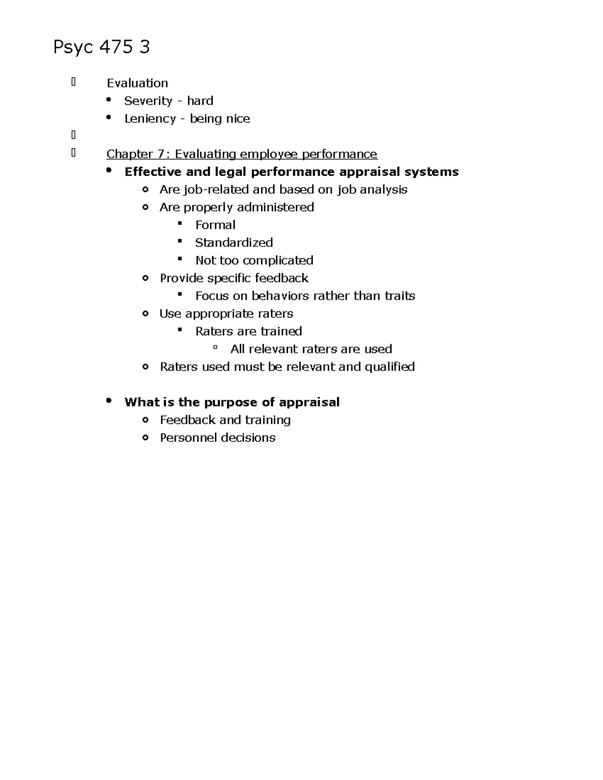 Psyc 475 3 - Lecture notes 11-14 - Psyc 475 3 Evaluation Severity ...