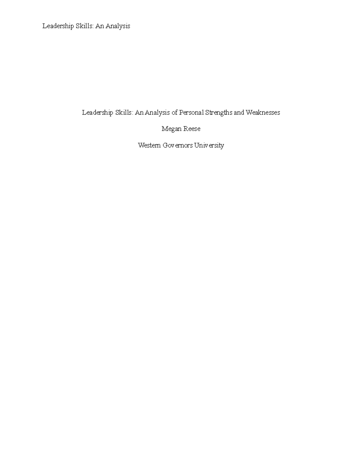 Task 1 second attempt - Task 1 for C200 - Leadership Skills: An ...