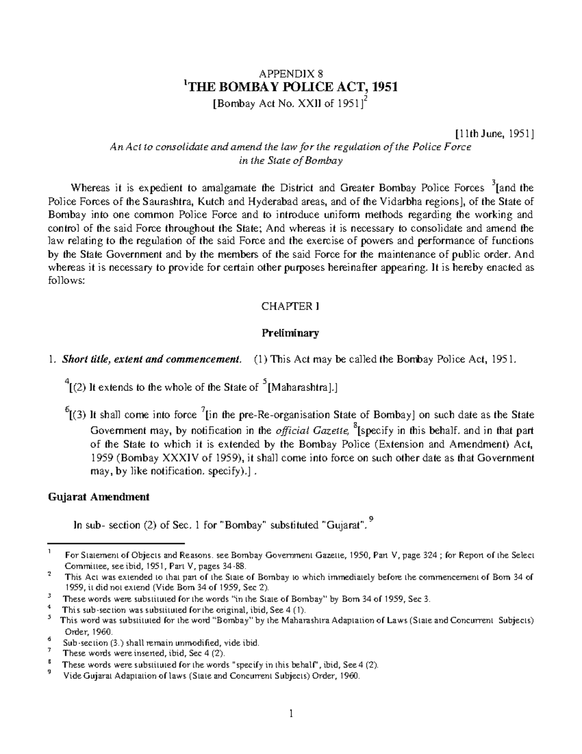 Bombay police act 1951 - APPENDIX 8 1 THE BOMBAY POLICE ACT, 1951 ...