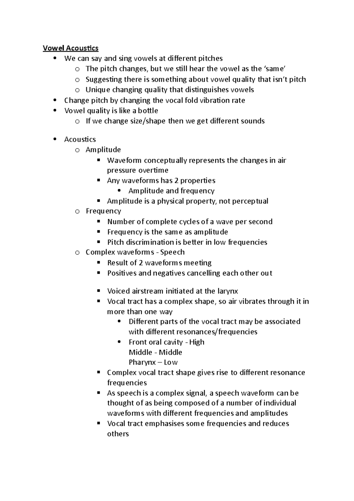 Vowel Acoustics - Vowel Acoustics We can say and sing vowels at ...