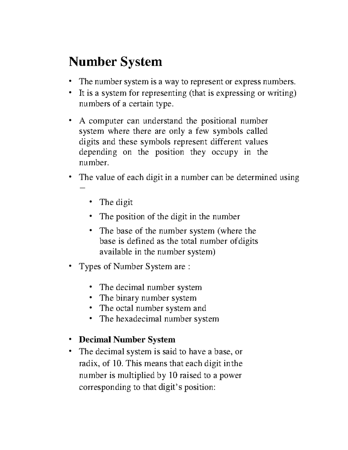 Number System - Number System The number system is a way to represent ...
