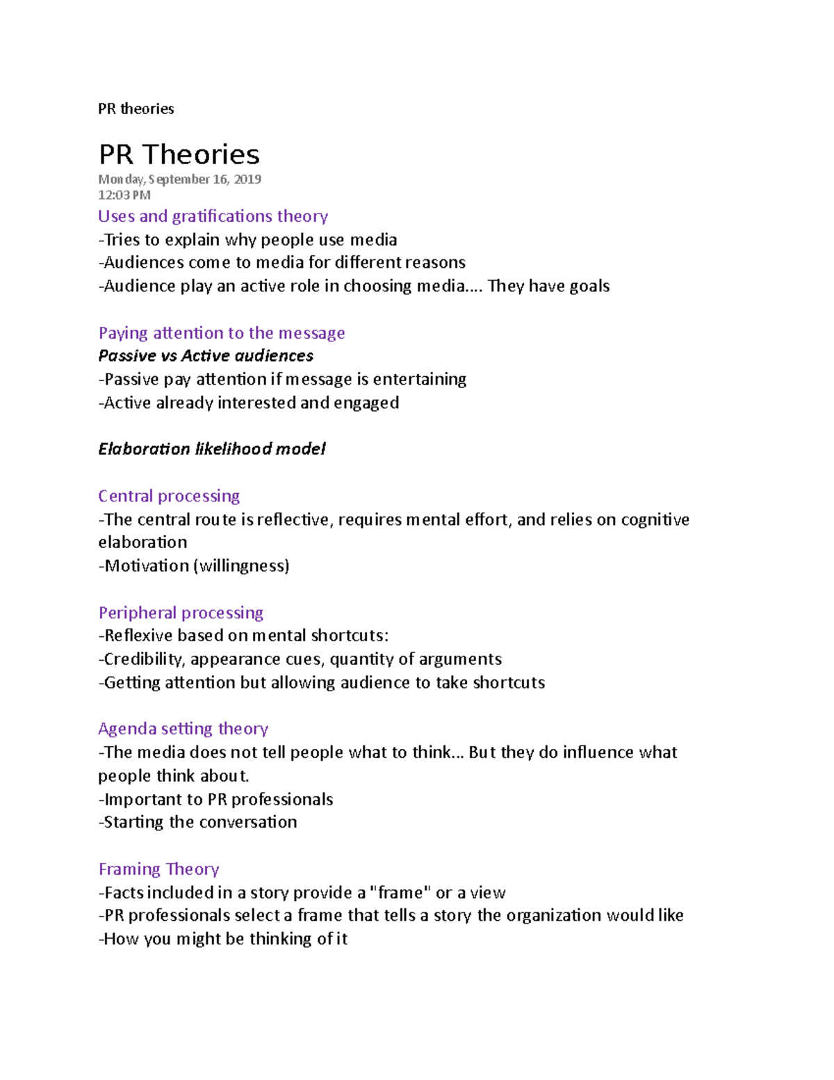 PR theories - PR theories PR Theories Monday, September 16, 2019 12:03 ...