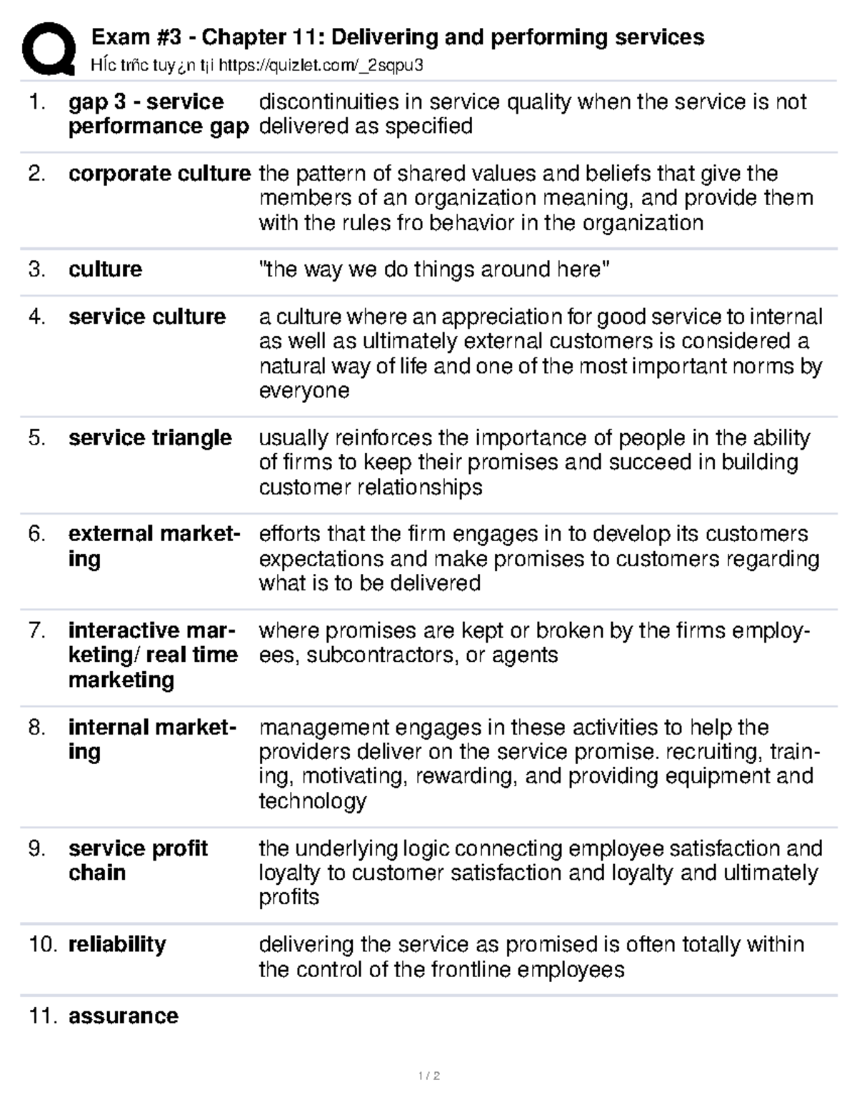 Chap 11 - abc - Exam #3 - Chapter 11: Delivering and performing ...