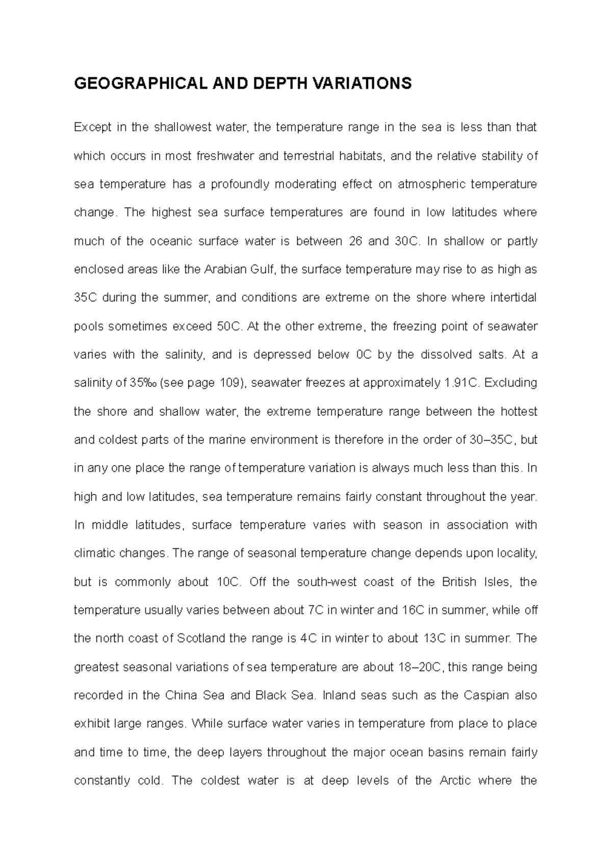Geographical AND Depth Variations - GEOGRAPHICAL AND DEPTH VARIATIONS ...