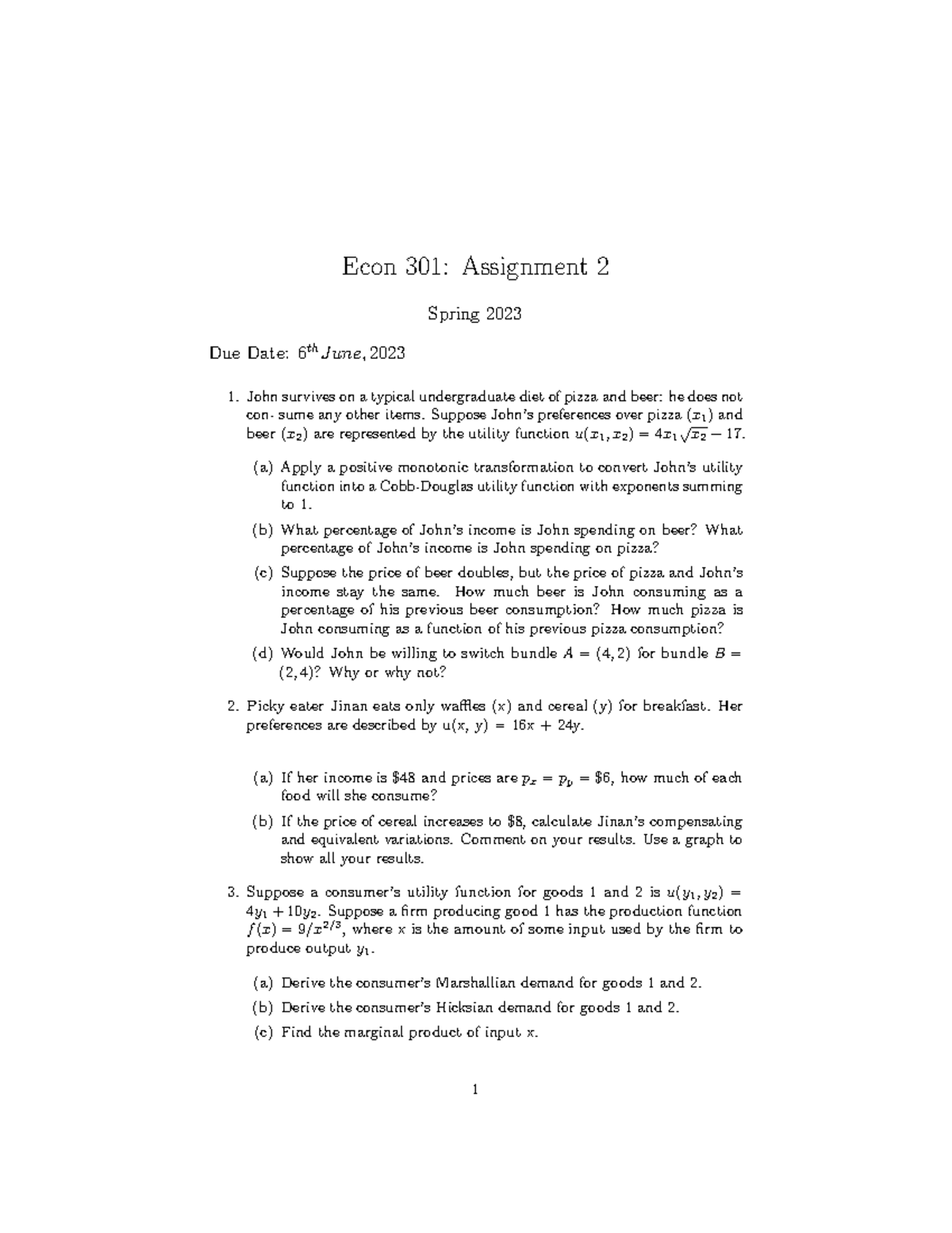 Assignment 2 - spring 2023 - ECON 301 - UCalgary - Studocu Assignment 2 - spring 2023 - ECON 301 - UCalgary - Studocu