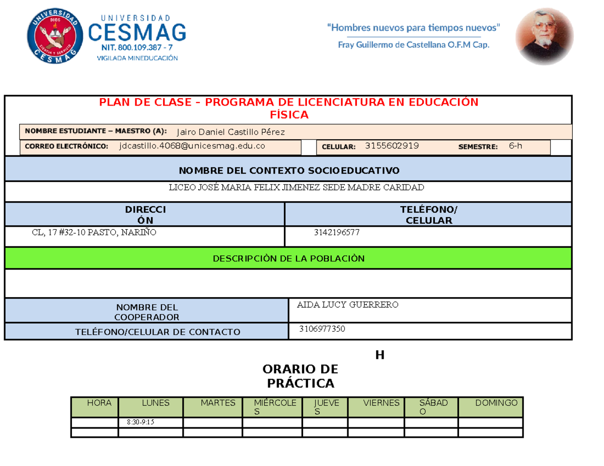 Propuesta Nuevo PLAN DE Clase Tercero (8) Subir - PLAN DE CLASE ...