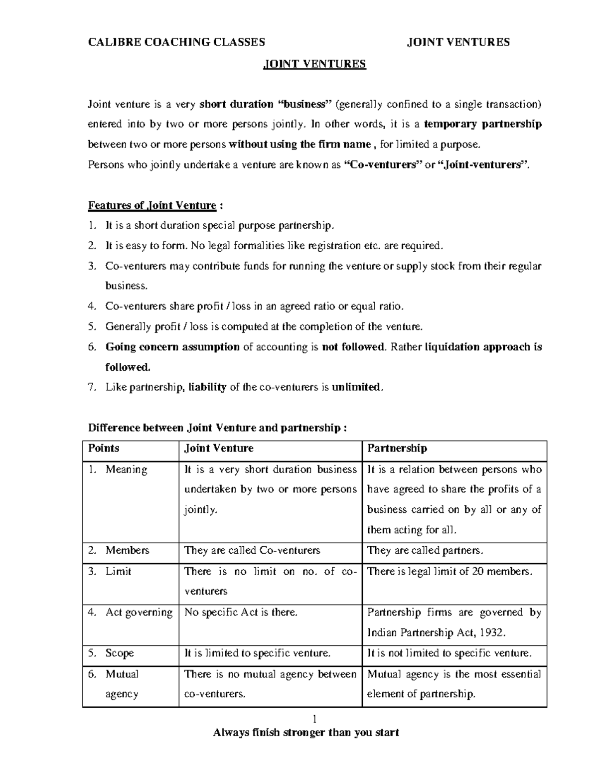 Joint-ventures concepts - 1 JOINT VENTURES Joint venture is a very ...