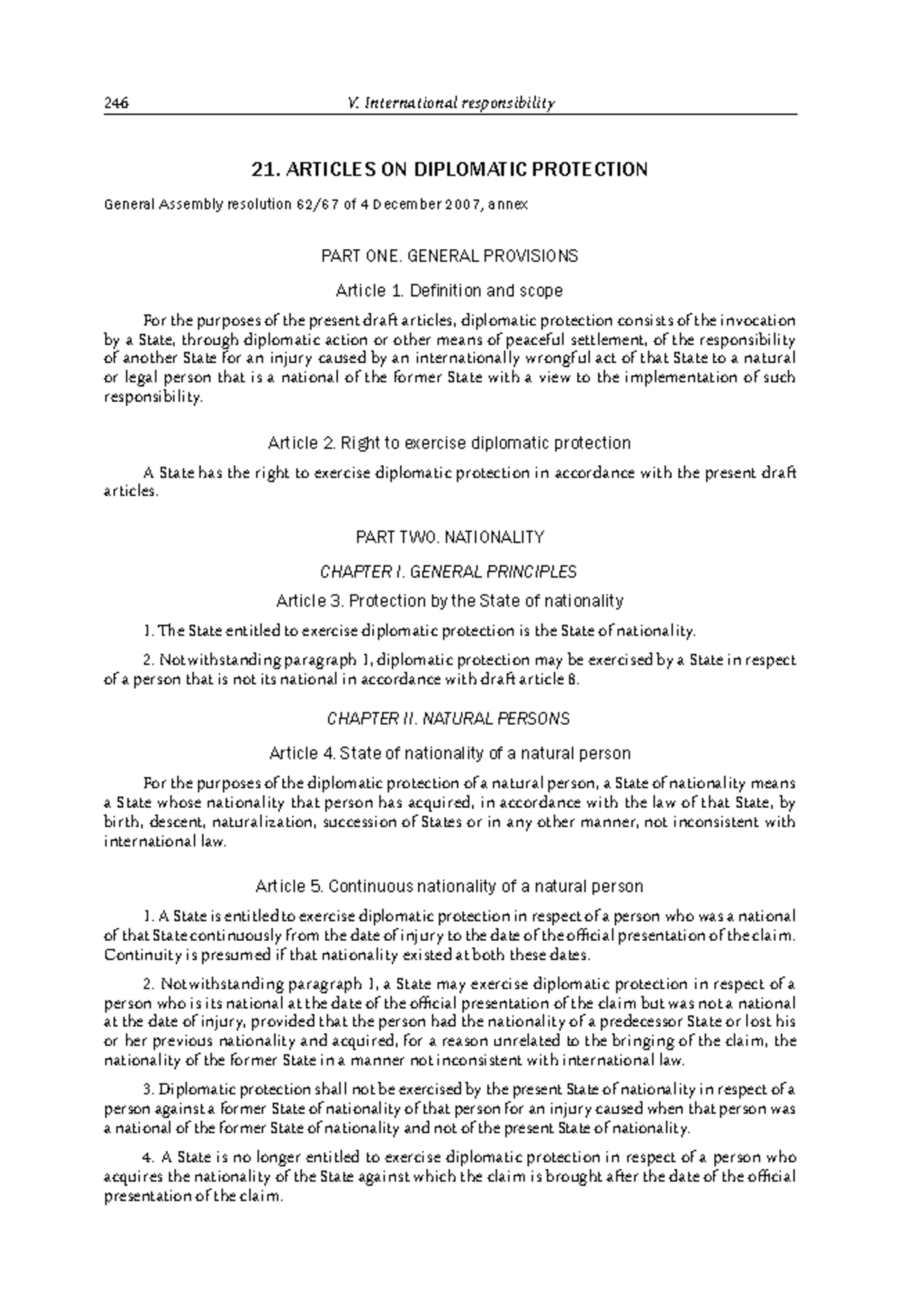 Book 1-88 - 246 V. International responsibility 21. artICles on ...