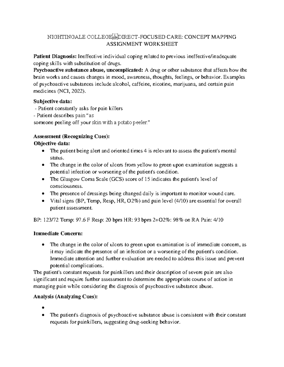 Concept map #3 - NIGHTINGALE COLLEGE DIRECT-FOCUSED CARE: CONCEPT ...
