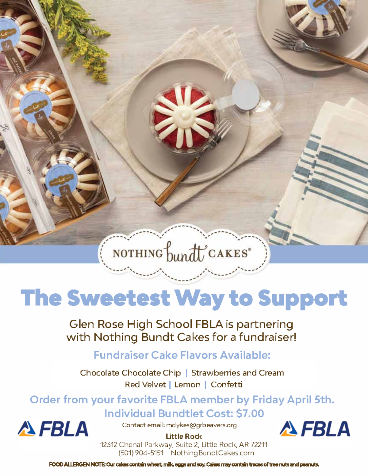 GRHS FBLA Nothing Bundt Cakes Fundraiser Spring 2024 - Individual ...