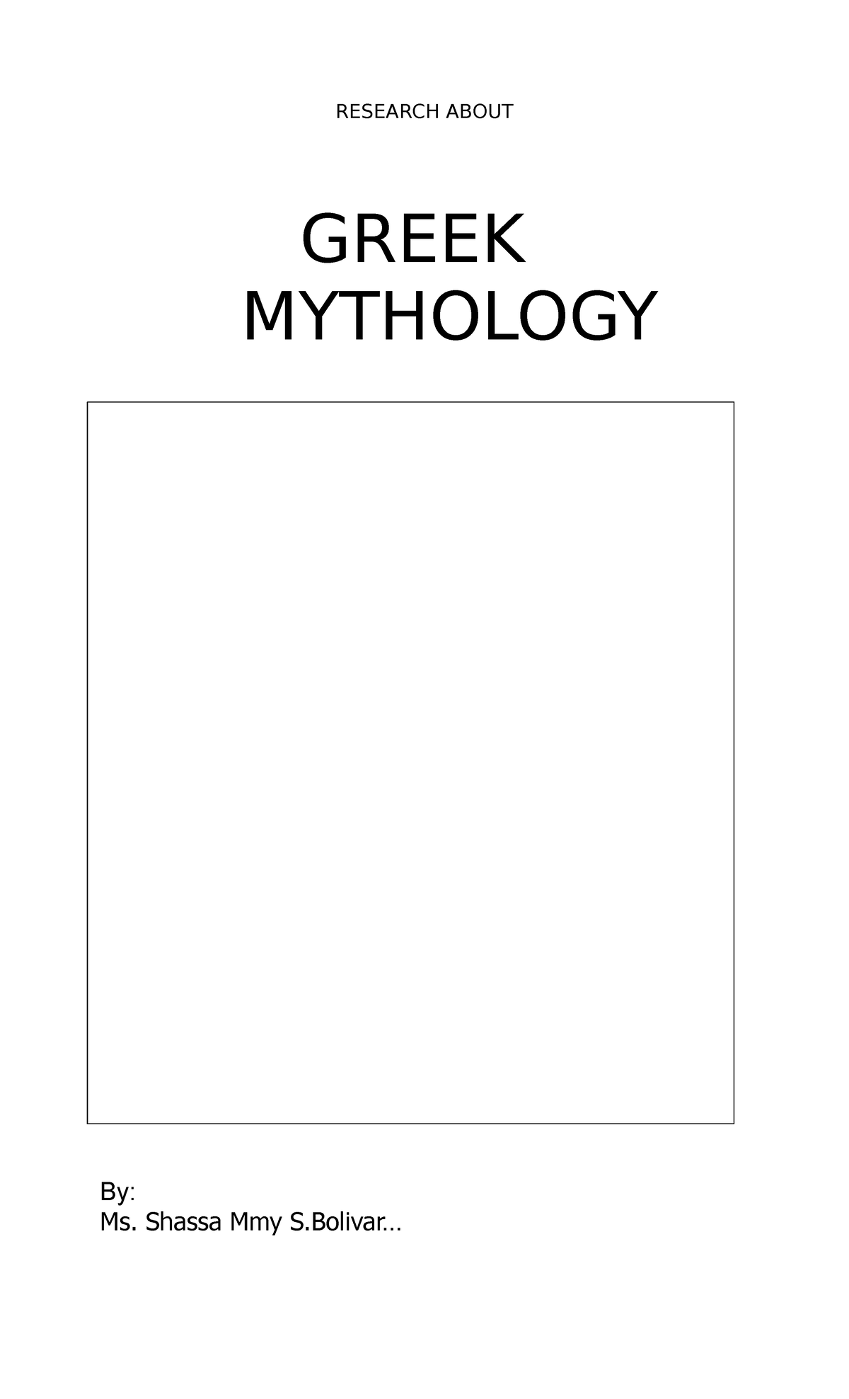 Greek mythology - Lecture notes 1-20 - RESEARCH ABOUT GREEK MYTHOLOGY ...