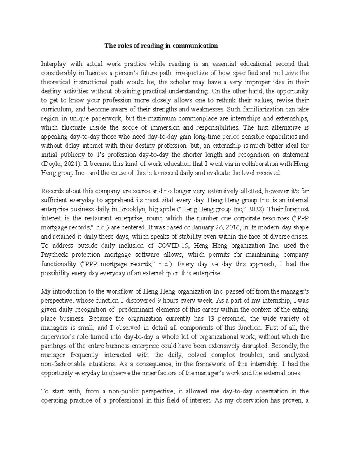 The roles of reading in communication - The roles of reading in ...