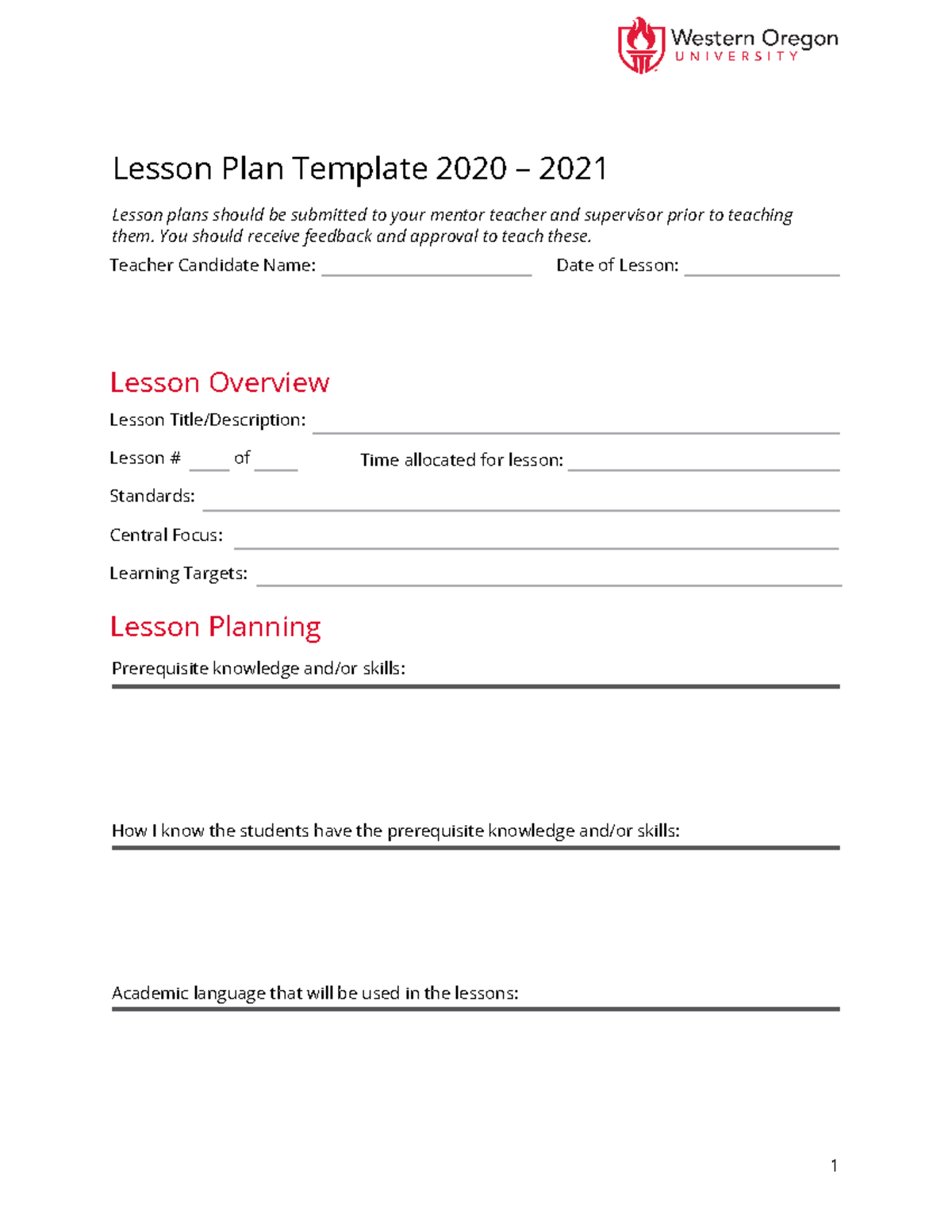 Lesson Plan Template 2020 2021 - Lesson Plan Template 2020 – 2021 ...