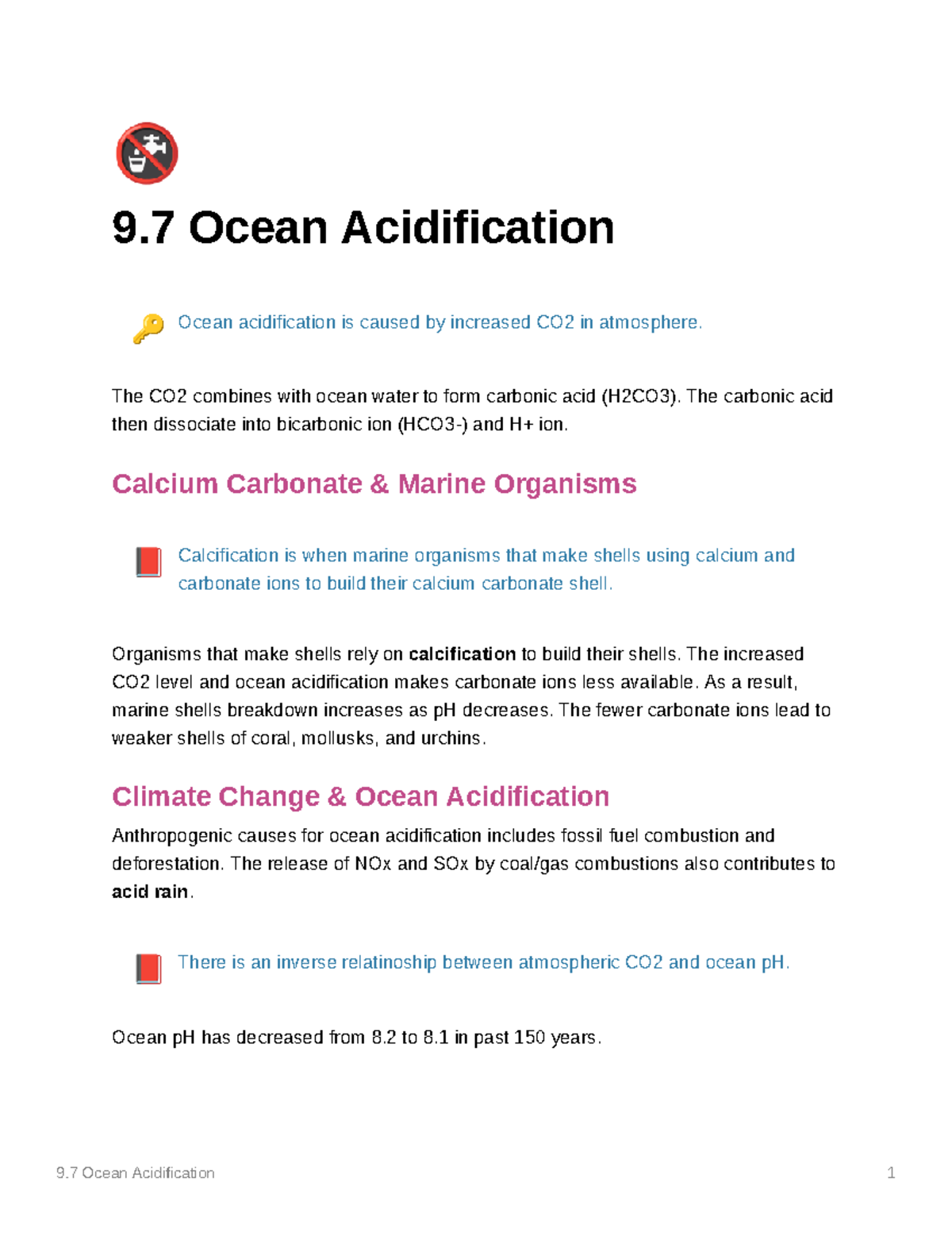 Ocean acidification - The CO2 combines with ocean water to form ...