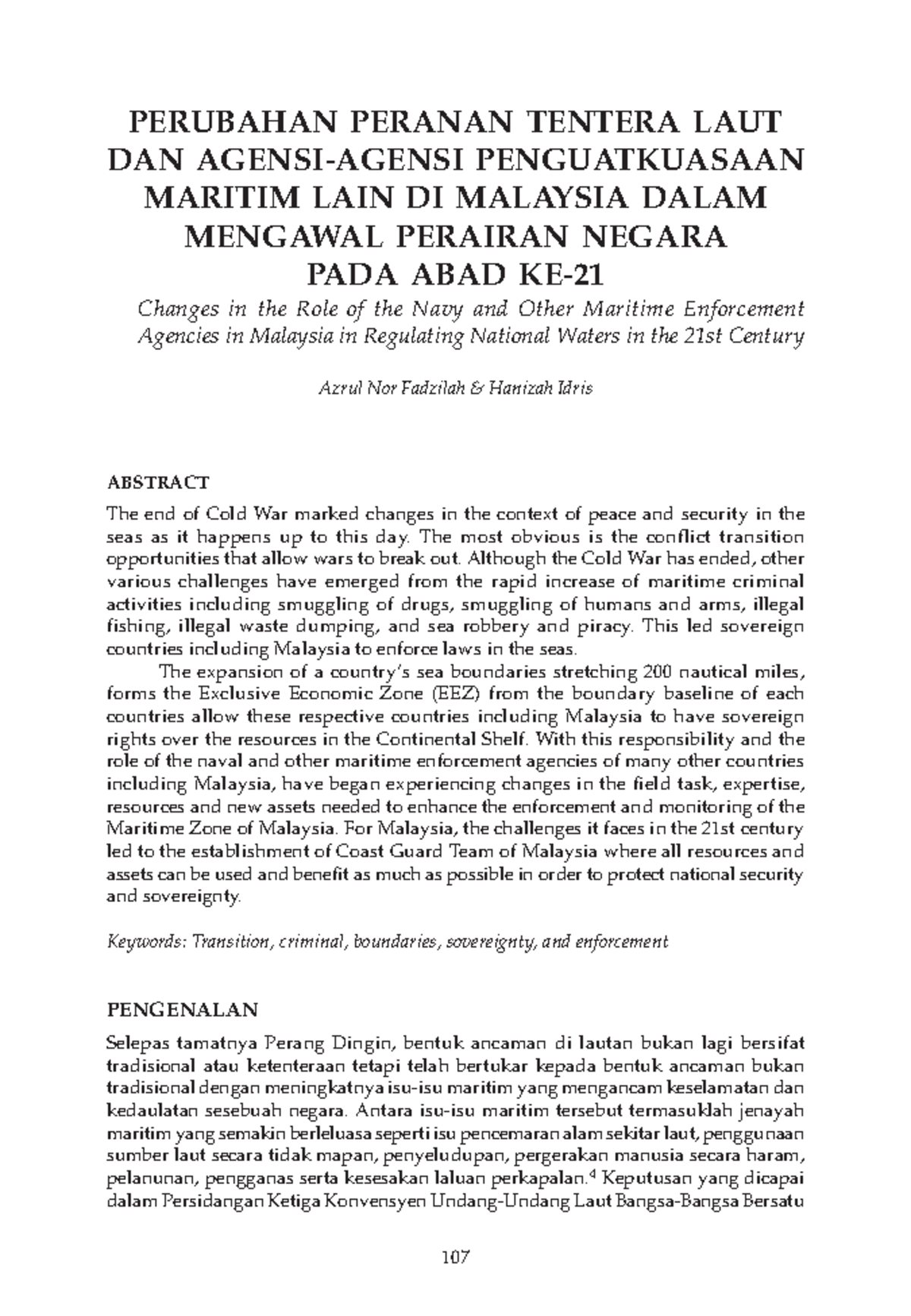 Perubahan Peranan Tentera LAUT - Azrul Nor Fadzilah, Hanizah Idris ...