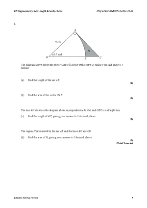C2 Integration - areas - Questions from various past papers. - 1. The ...