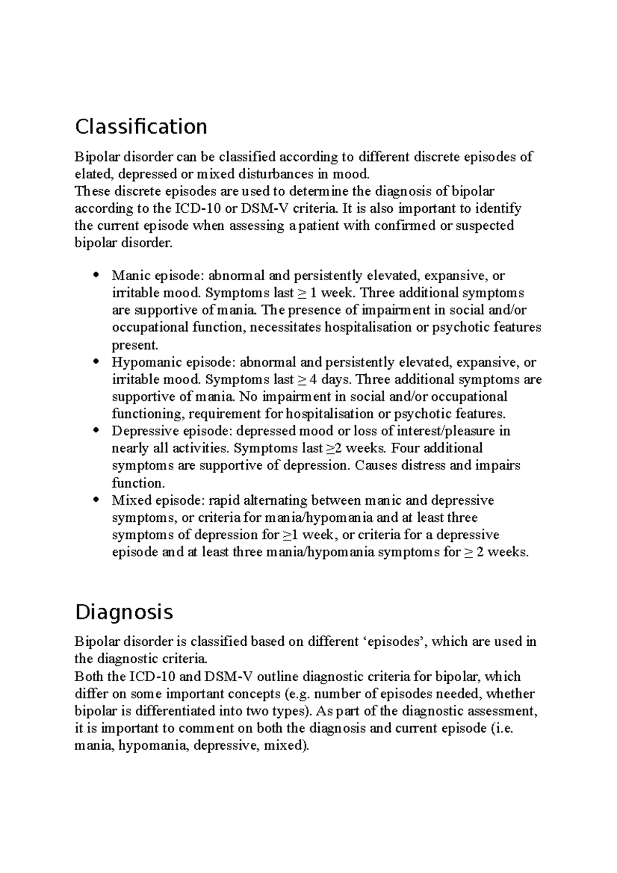 Bipolar Disorder - Classification Bipolar disorder can be classified ...