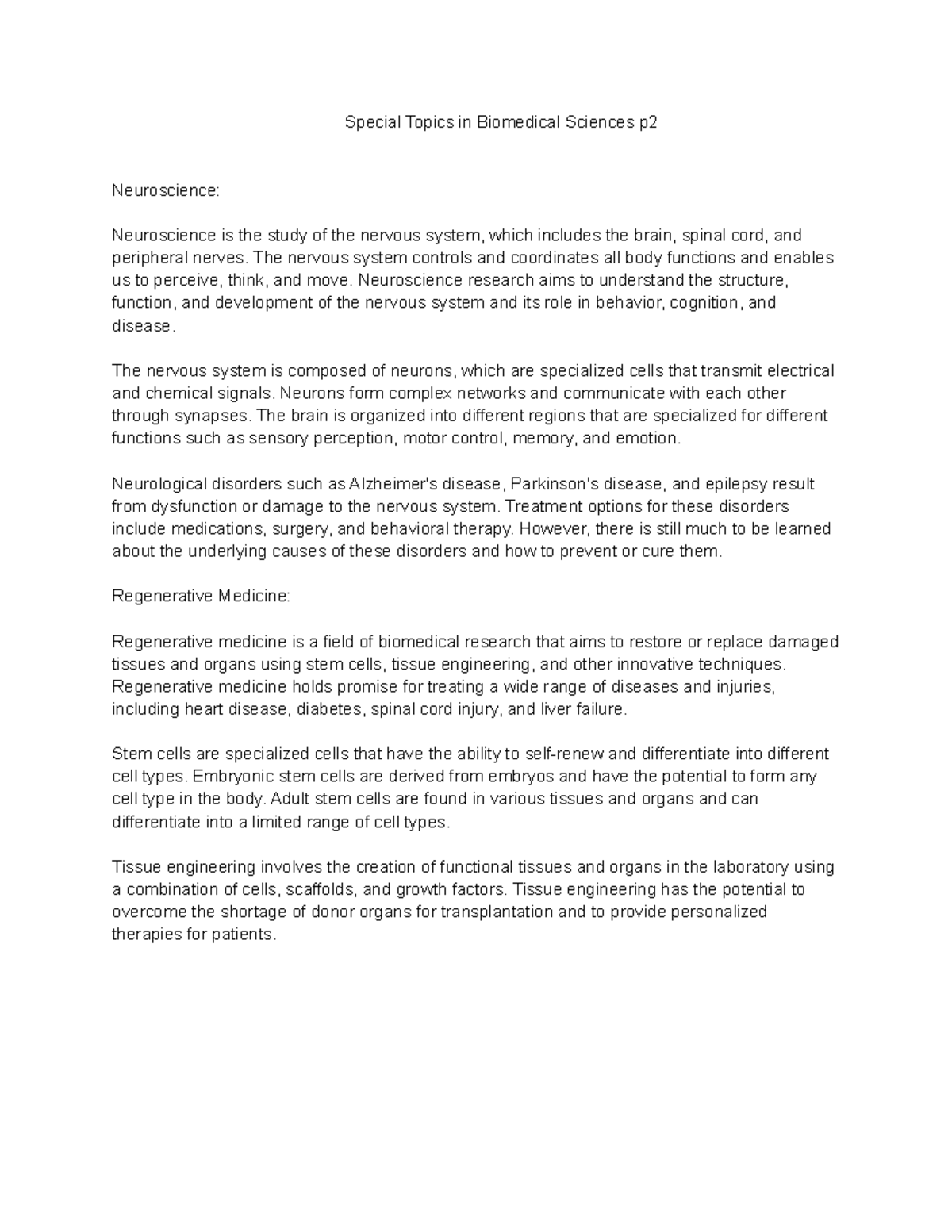 Special Topics in Biomedical Sciences p2 - Special Topics in Biomedical ...