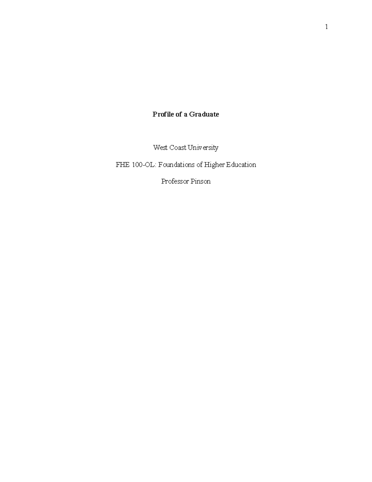 Profile of A Graduate - FHE Week 9 Signature Assignment - Profile of a ...