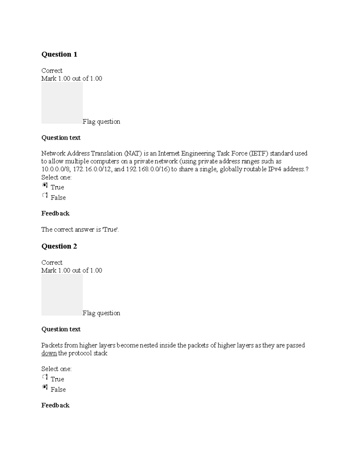 CS 4404 quizlets-26 - quiz - Question 1 Correct Mark 1 out of 1. Flag ...
