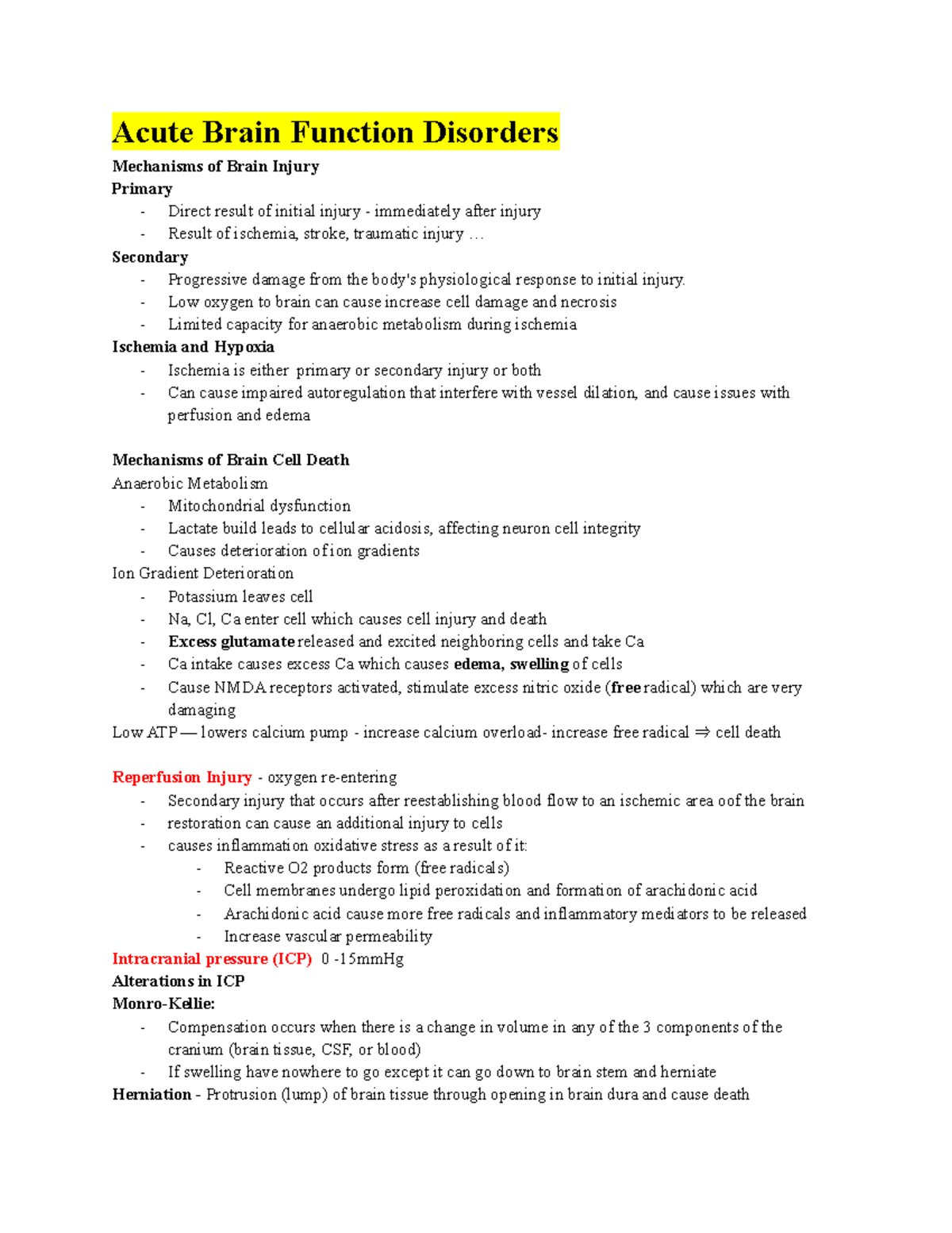 N221 - Acute Brain Disorders - Acute Brain Function Disorders ...