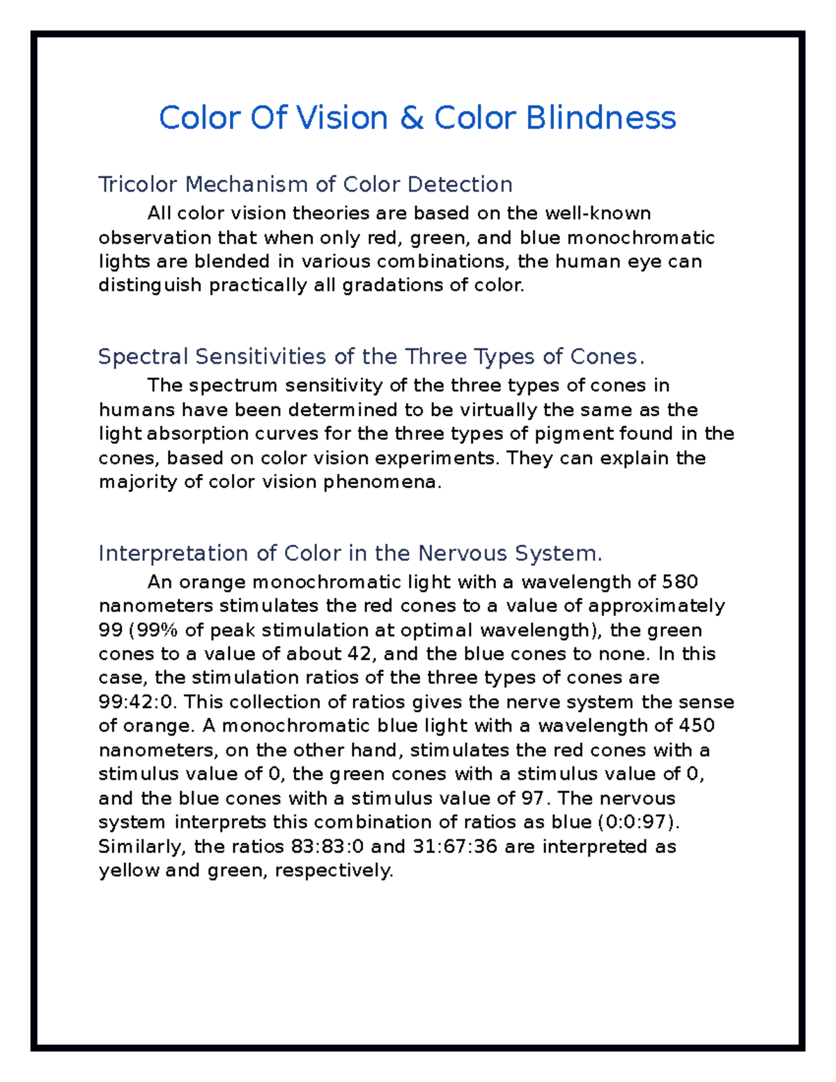 Color Of Vision and color Blindness - Human Anatomy and Physiology ...