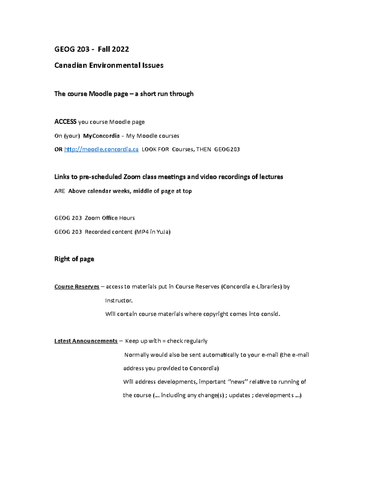 G203 022 Moodle Page - GEOG 203 - Fall 2022 Canadian Environmental ...