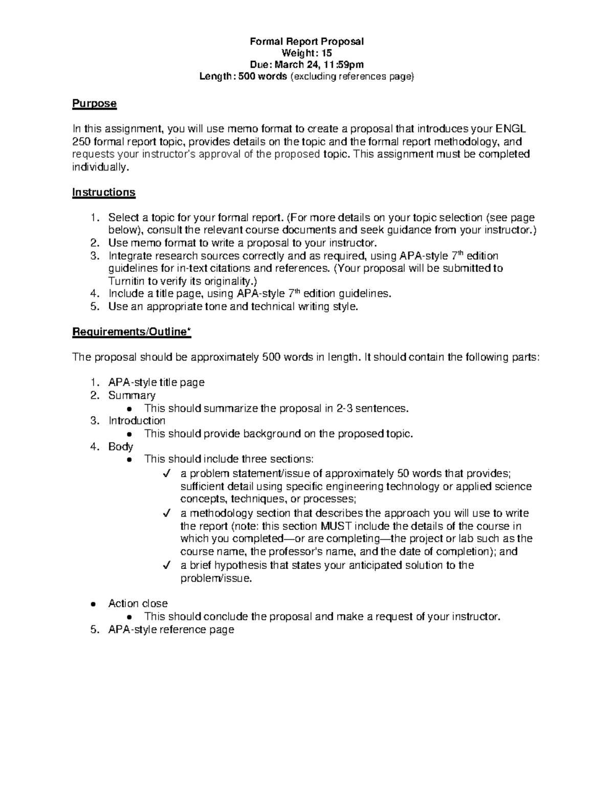 Formal Report Proposal - Formal Report Proposal Weight: 15 Due: March ...