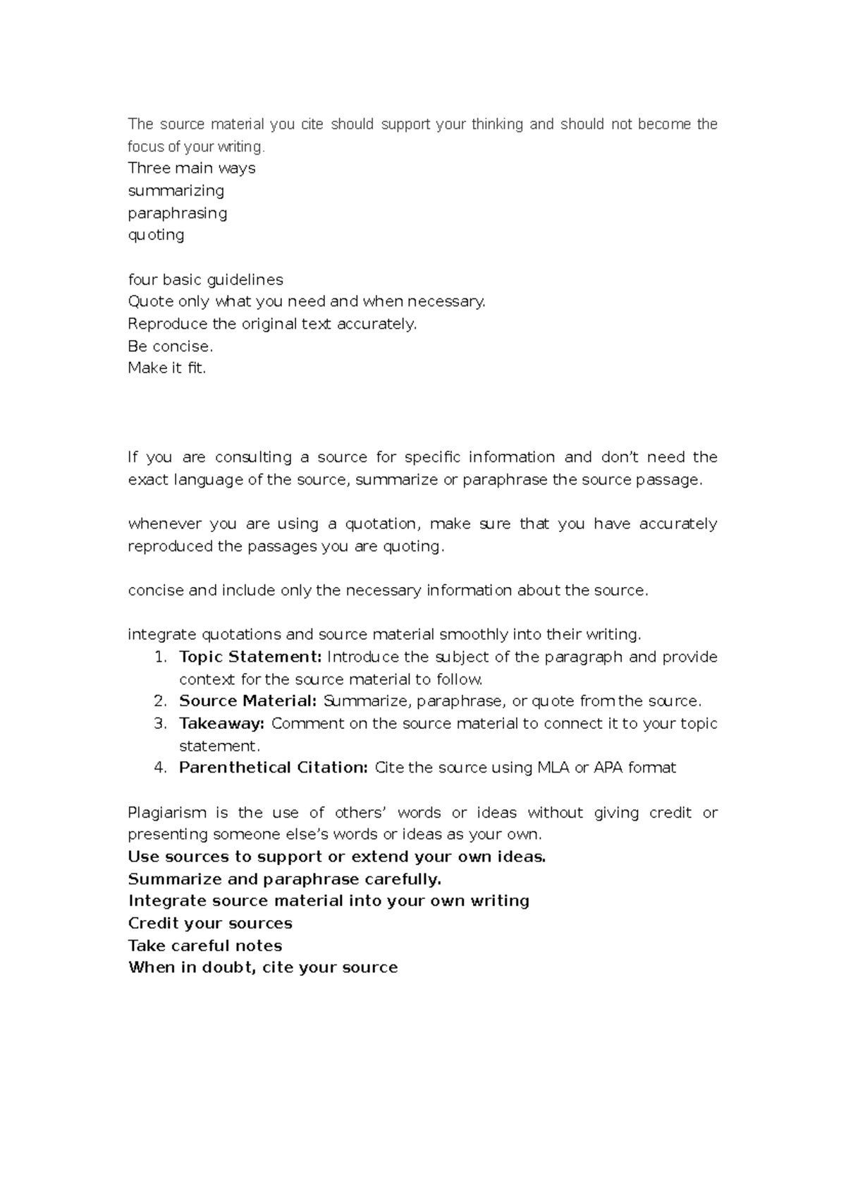 Eng note - .. - The source material you cite should support your ...