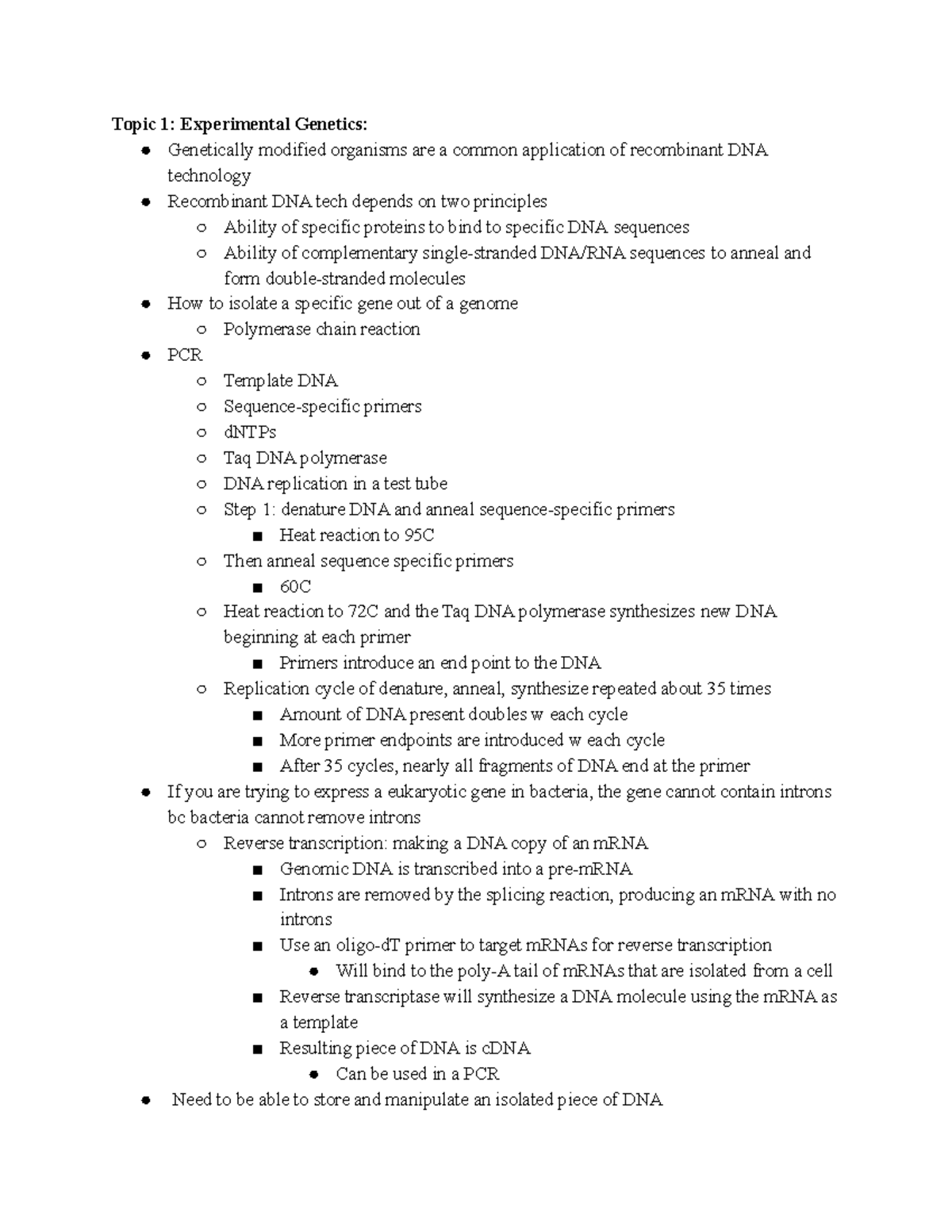 Genetics Module 6 Notes - Topic 1: Experimental Genetics: Genetically ...