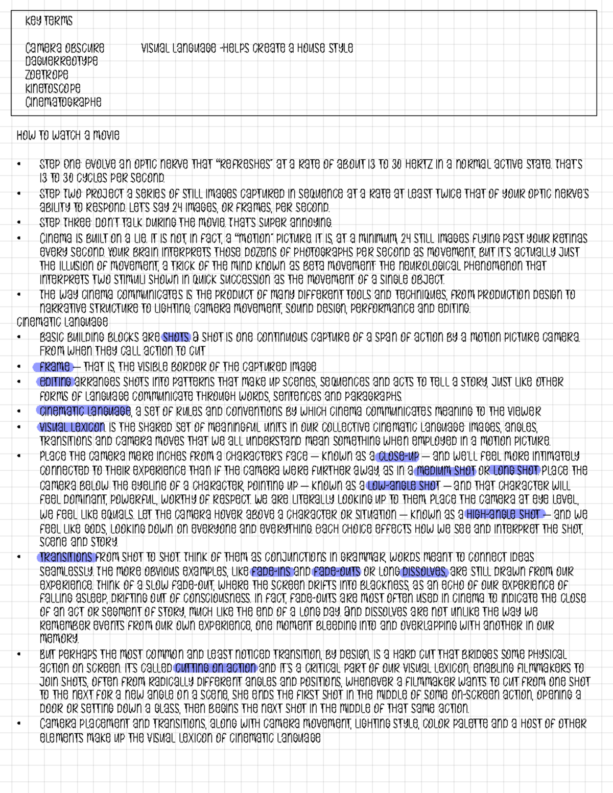 Film ch2 - film chapter book notes - Key terms Camera obscure visual ...