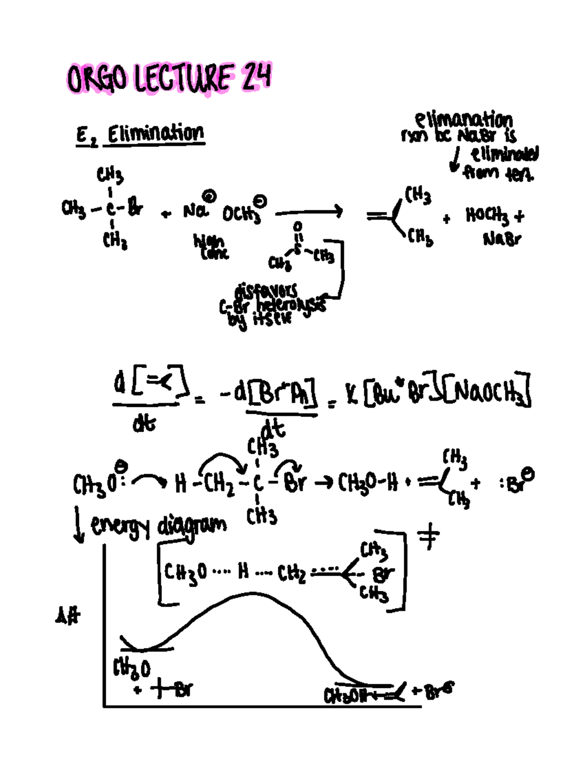 Orgo Lecture 24 (11-01-22) - ORGO LECTURE 24 elimanation E Elimination ...
