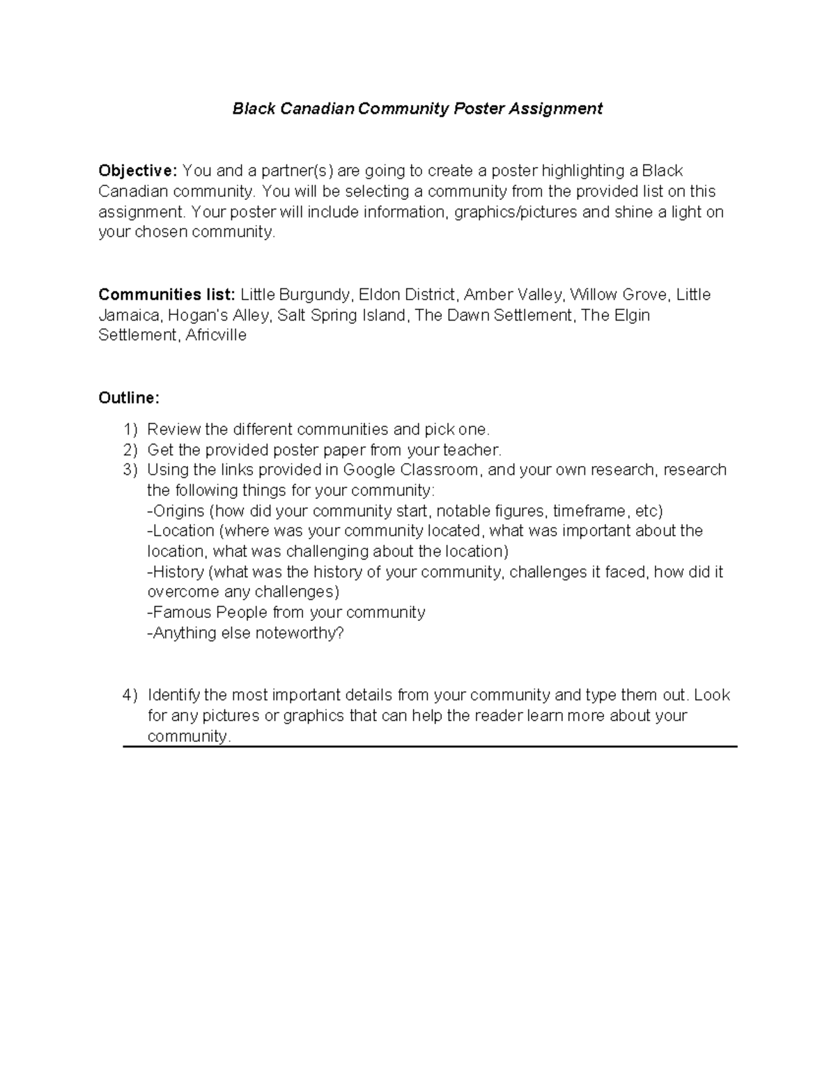 Black Canadian Community Poster - You will be selecting a community ...