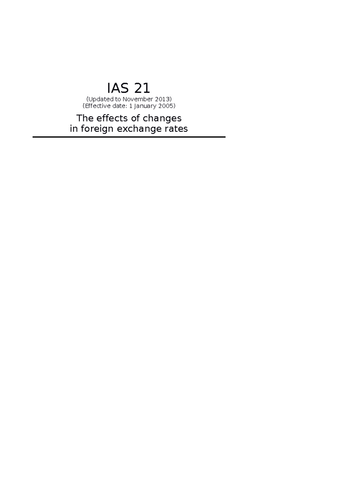 19 IAS21 NW(2-4-6) - practice material - IAS 21 (Updated to November 2013) (Effective date: 1 ...