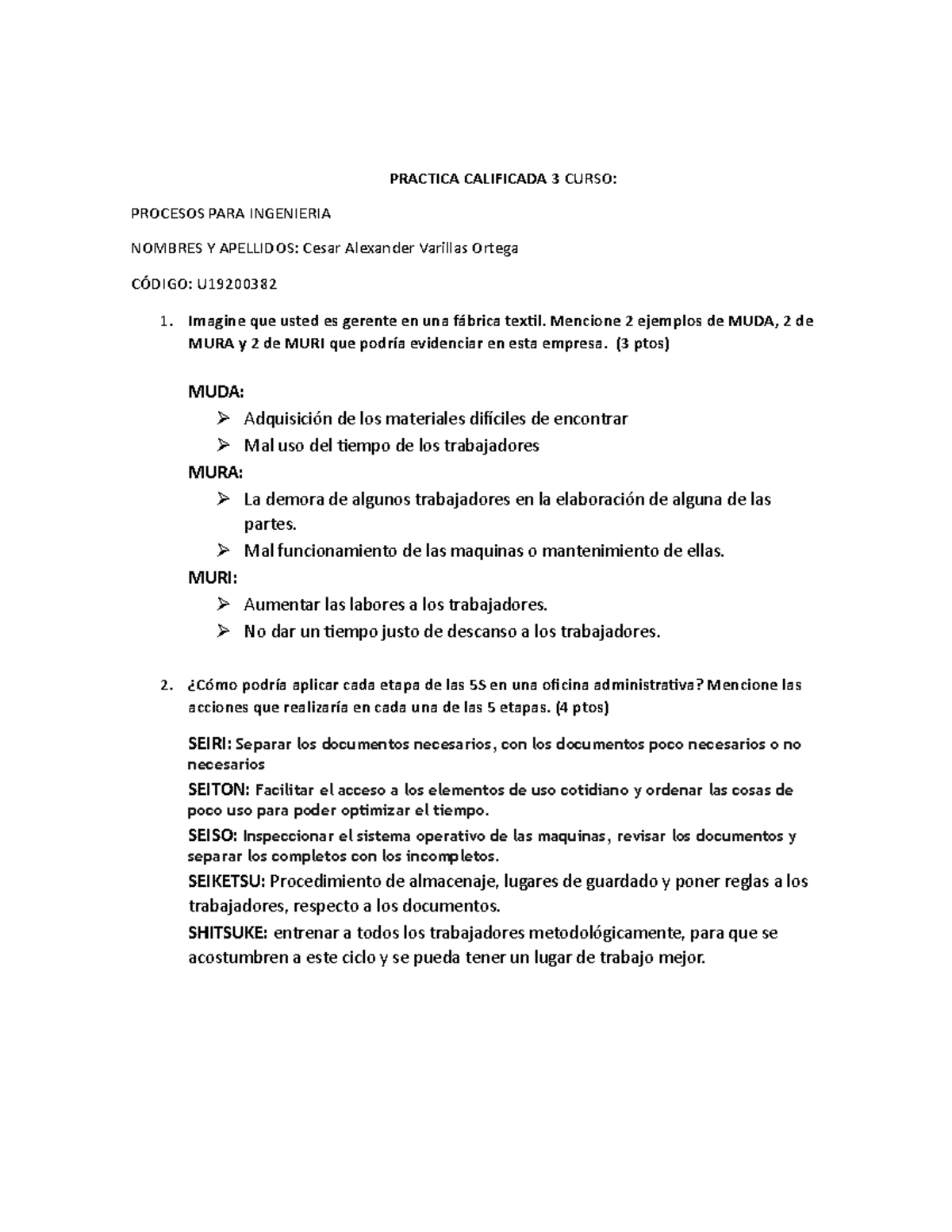 Practica Calificada 3 - Procesos PARA Ingenieria - PRACTICA CALIFICADA 3 CURSO: PROCESOS PARA ...