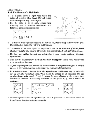 Me 2560 exercises chapter 2 2015 - Statics Chapter II Fall 2015 ...