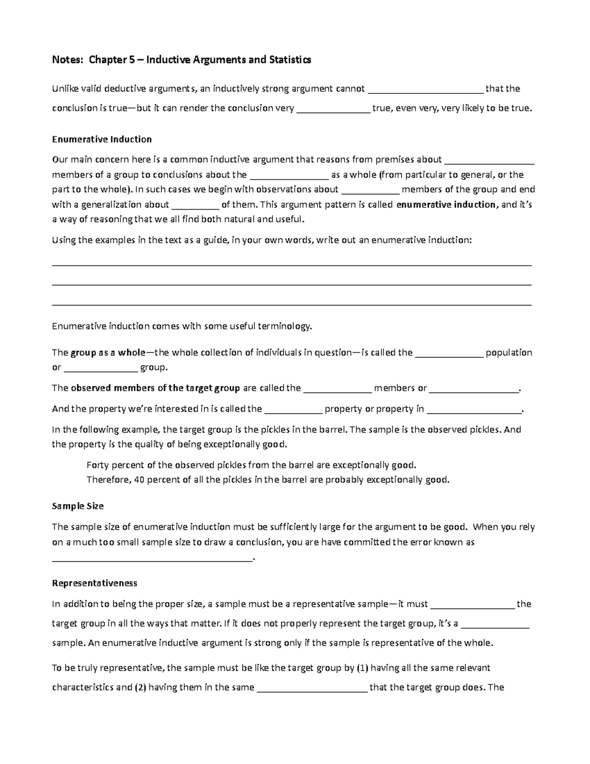 Chapter 5 Guided Reading Notes - Notes: Chapter 5 – Inductive Arguments ...