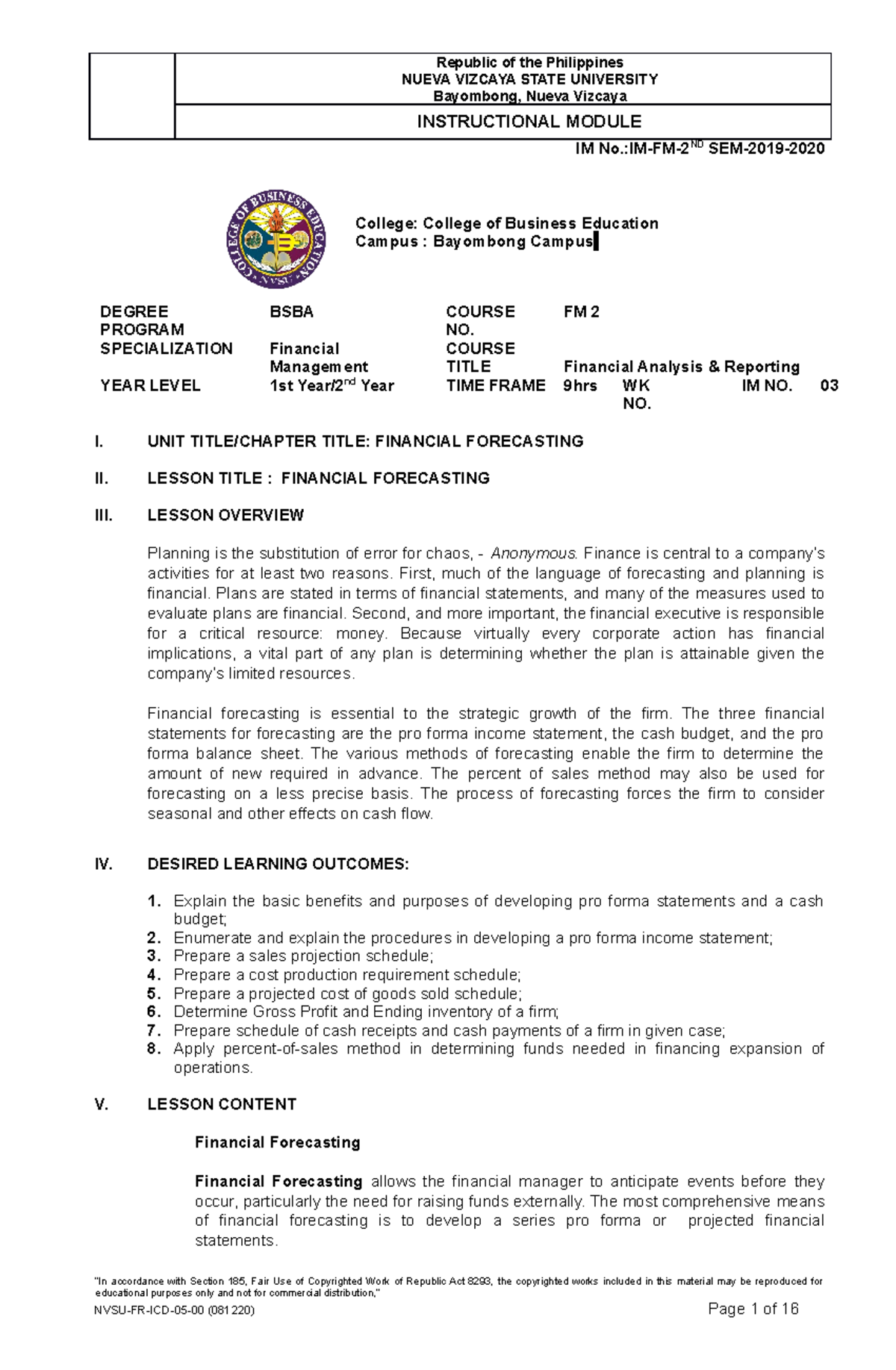 Module-III - Module - NUEVA VIZCAYA STATE UNIVERSITY Bayombong, Nueva ...