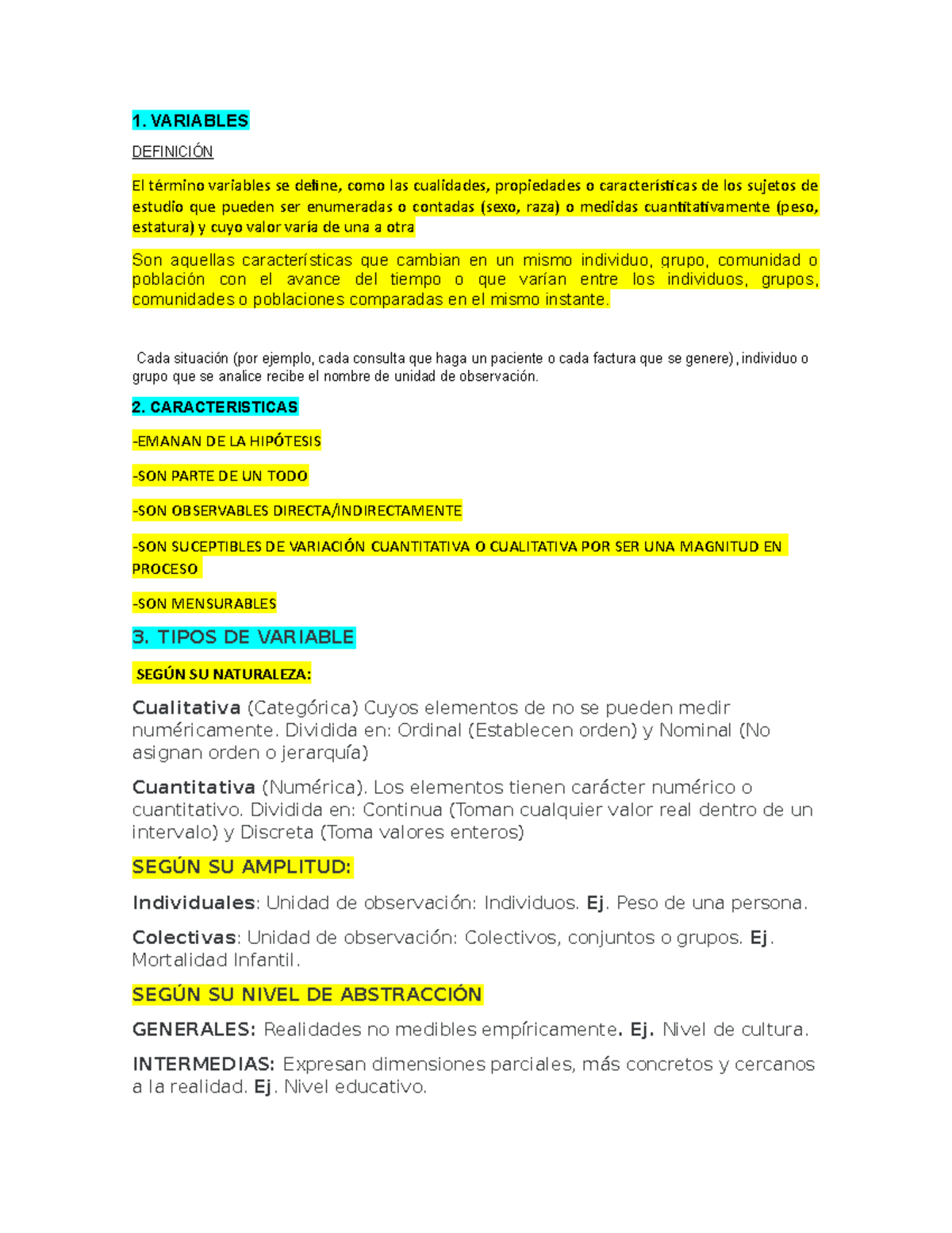 Variables- Definición, Caracteristicas - 1. VARIABLES DEFINICIÓN El ...