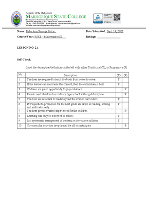 Learning Task 5 - intern - The Teaching Profession - Studocu