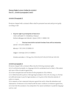 Lecture 5- introduction to Article 6 ECHR - Human Rights Lecture 5 ...