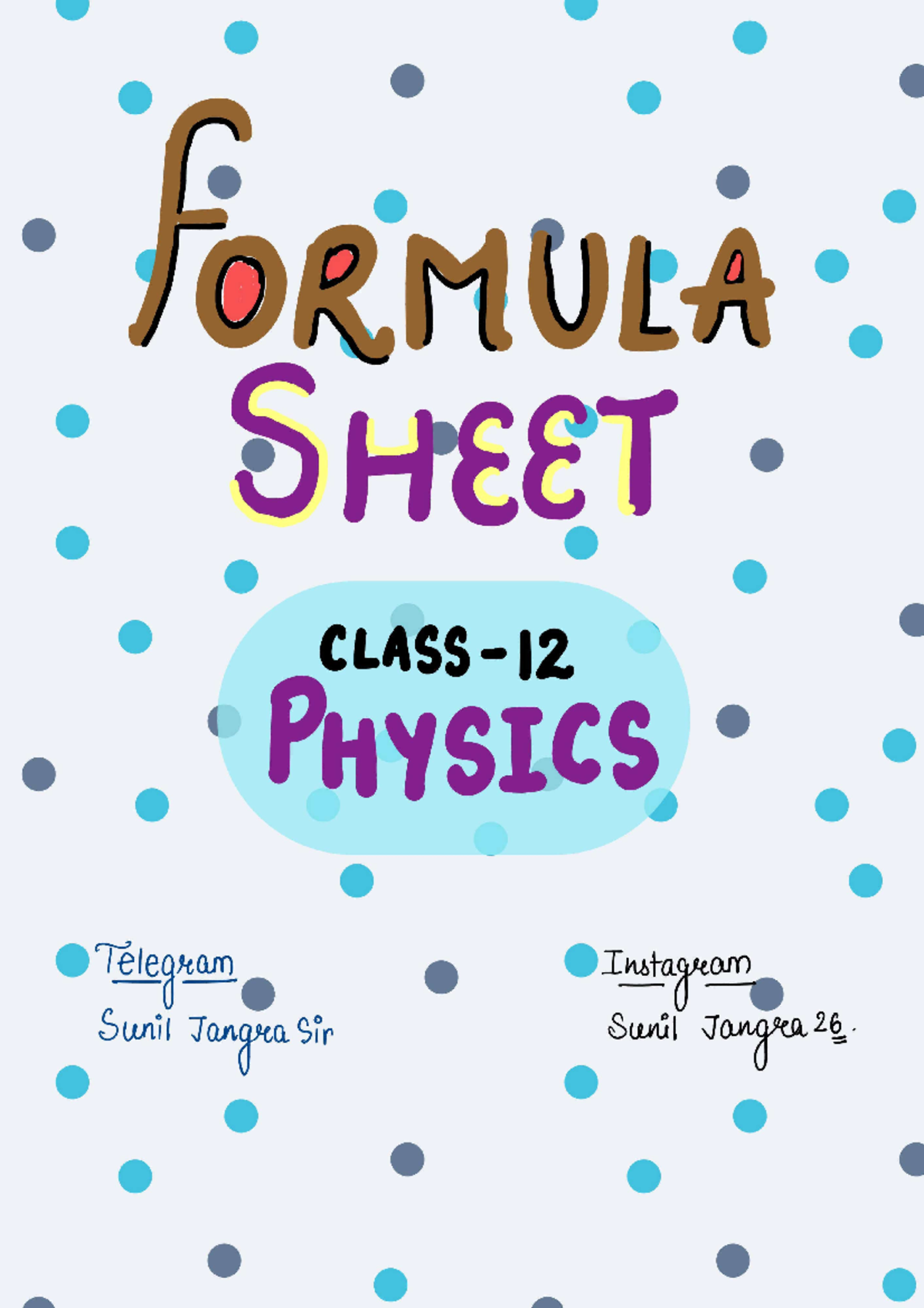 Formula sheet Class 12 - Best of luck enjoy the notes - oRMULA SHEET ...