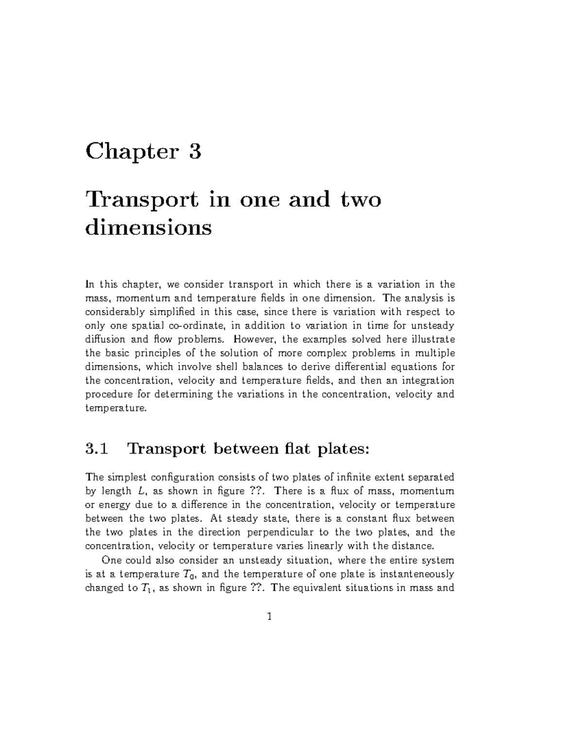 Chap3 - Advanced Transport Phenomena 3 - Chapter 3 Transport in one and ...