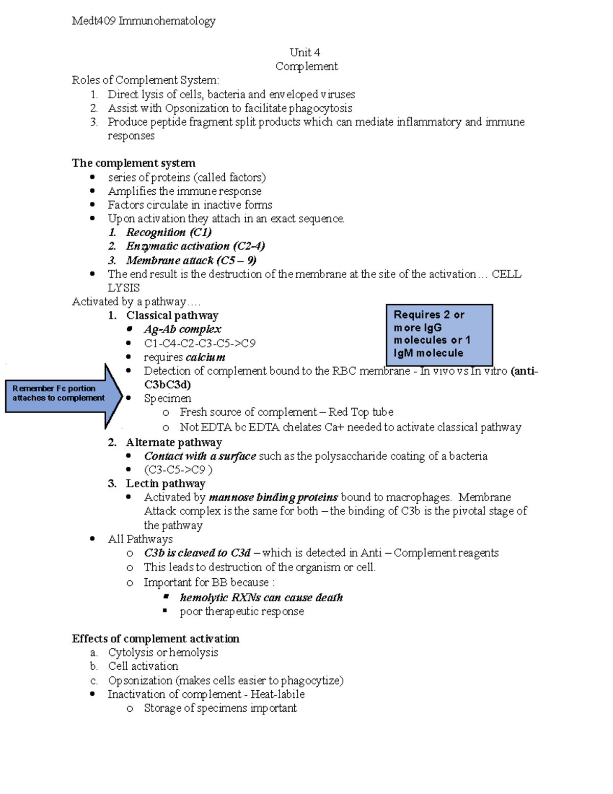 Unit 4 Complement and AHG - Unit 4 Complement Roles of Complement ...