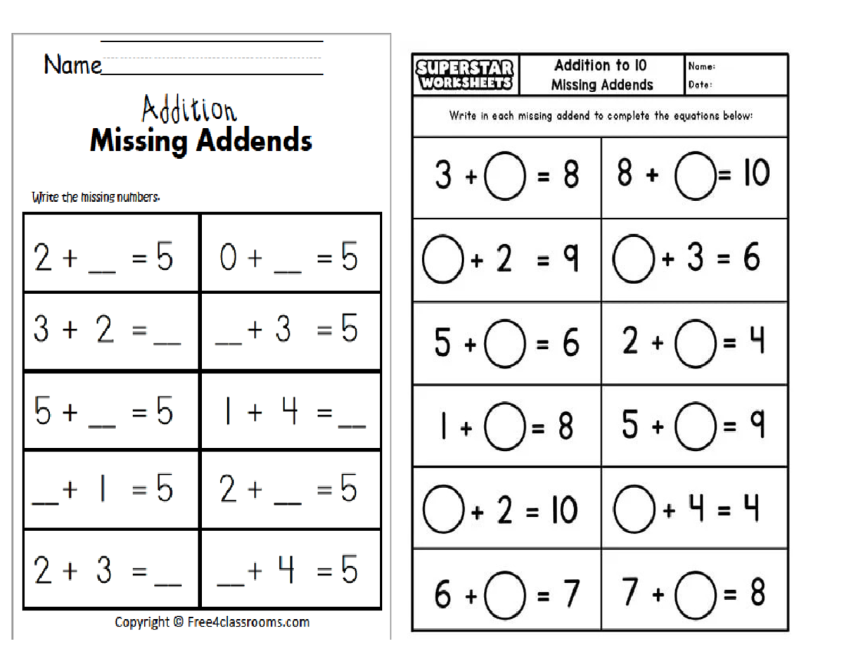 Math - math practice - Name SUPERSTAR Addition to 10 Name: WORKSHEETS ...