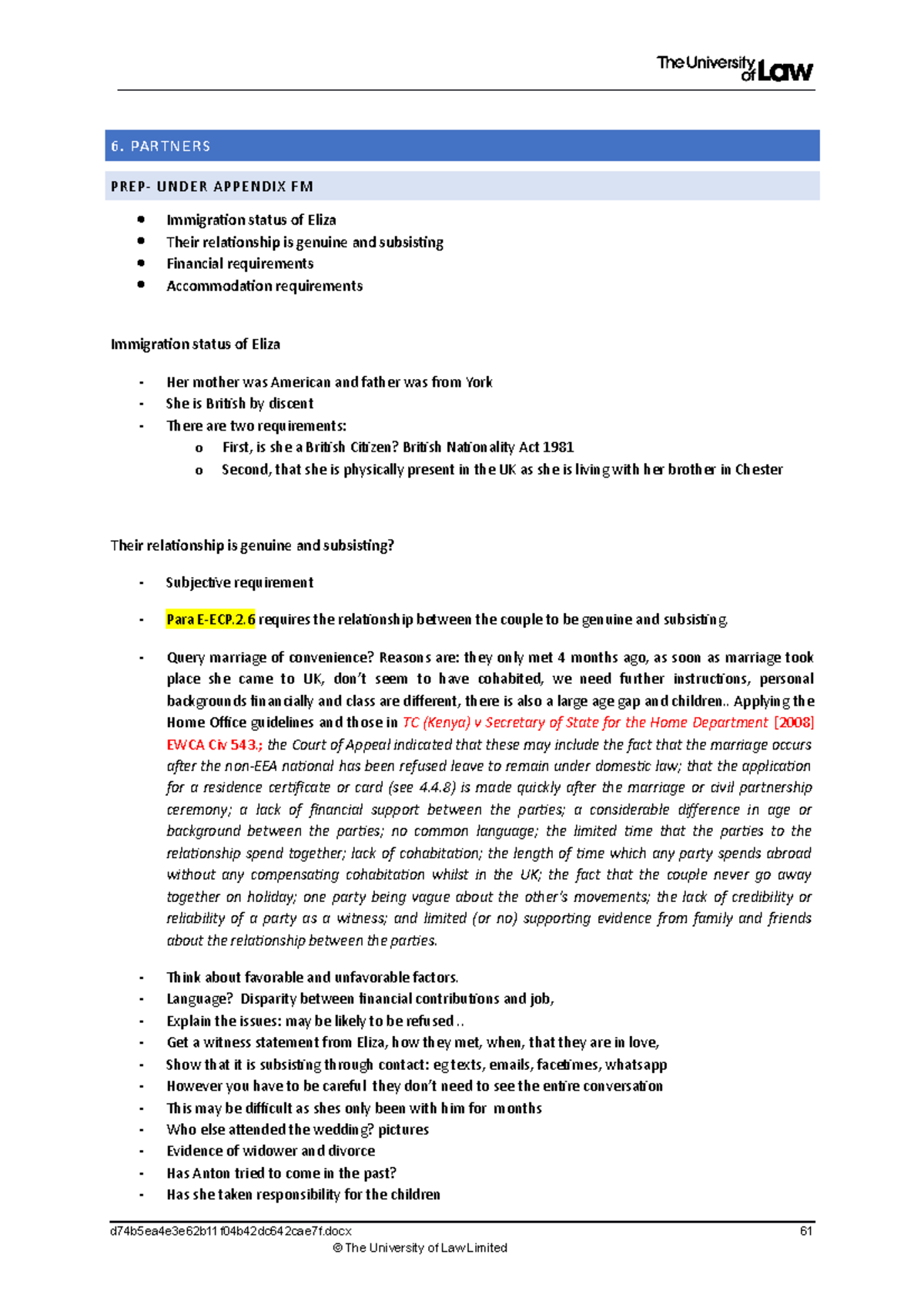 WS6. Partners WORKSHOP - 6. PARTNERS PREP- UNDER APPENDIX FM ...