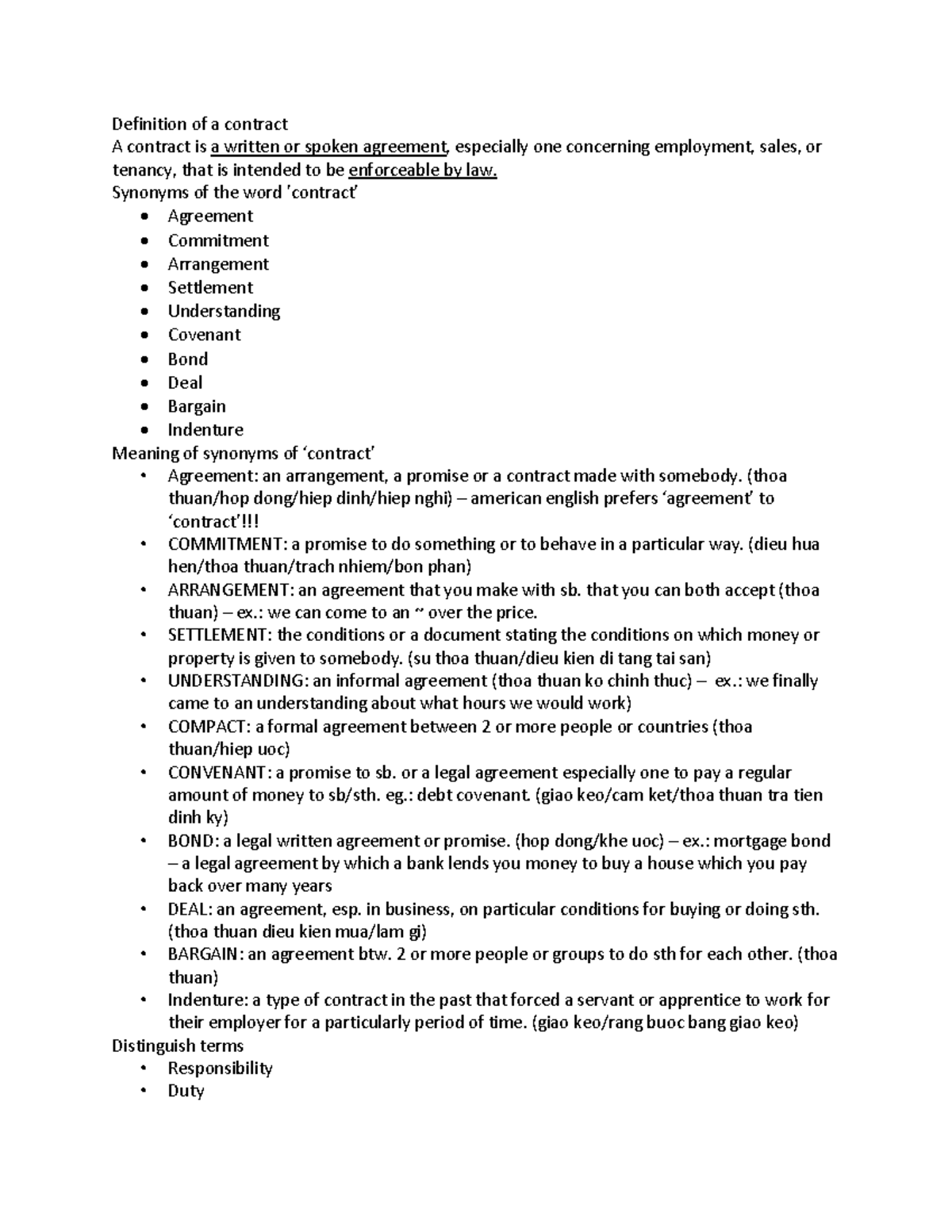 Overall of Contract - Definition of a contract A contract is a written ...