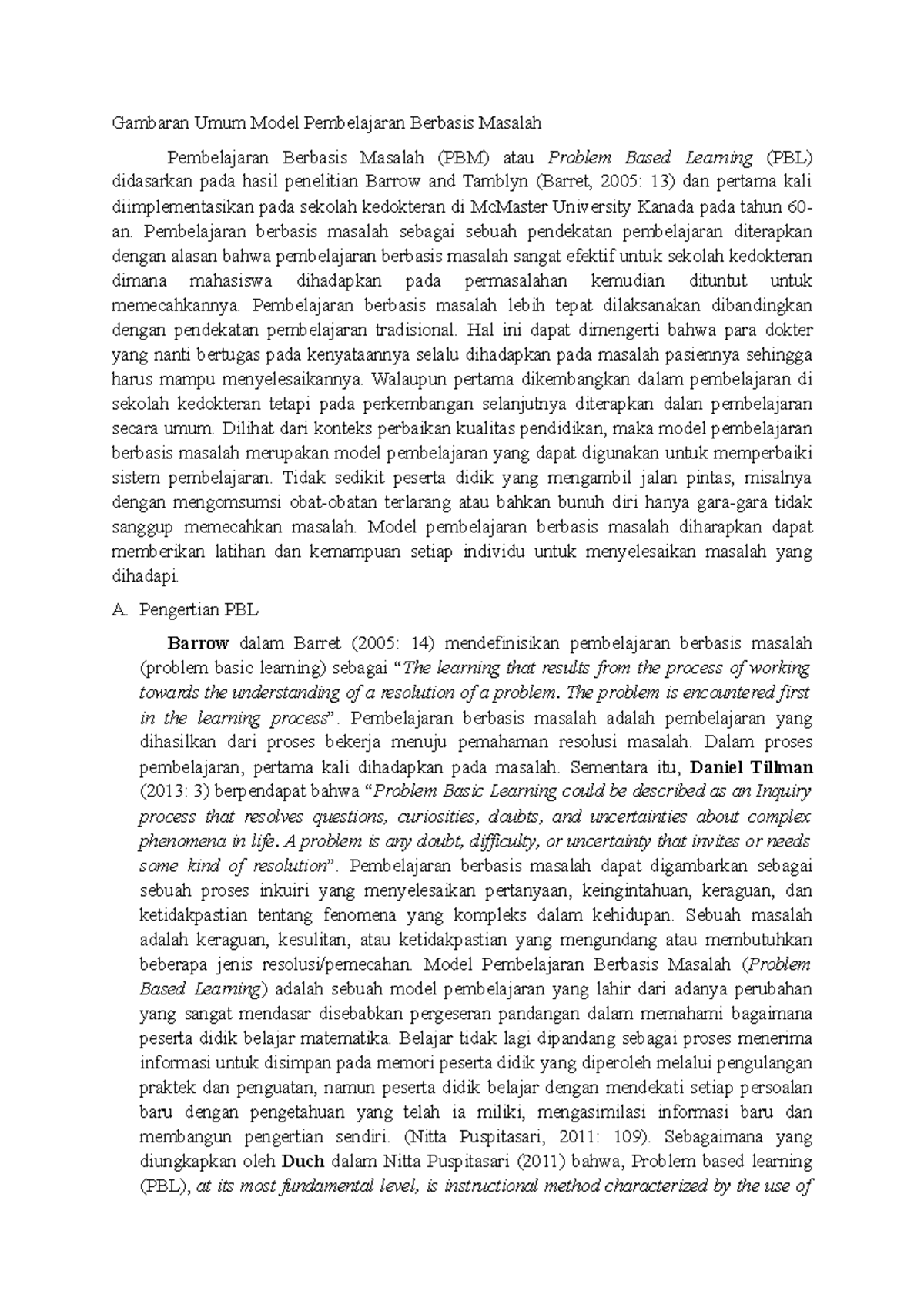 Gambaran Umum Model Pembelajaran Berbasis Masalah - Gambaran Umum Model ...
