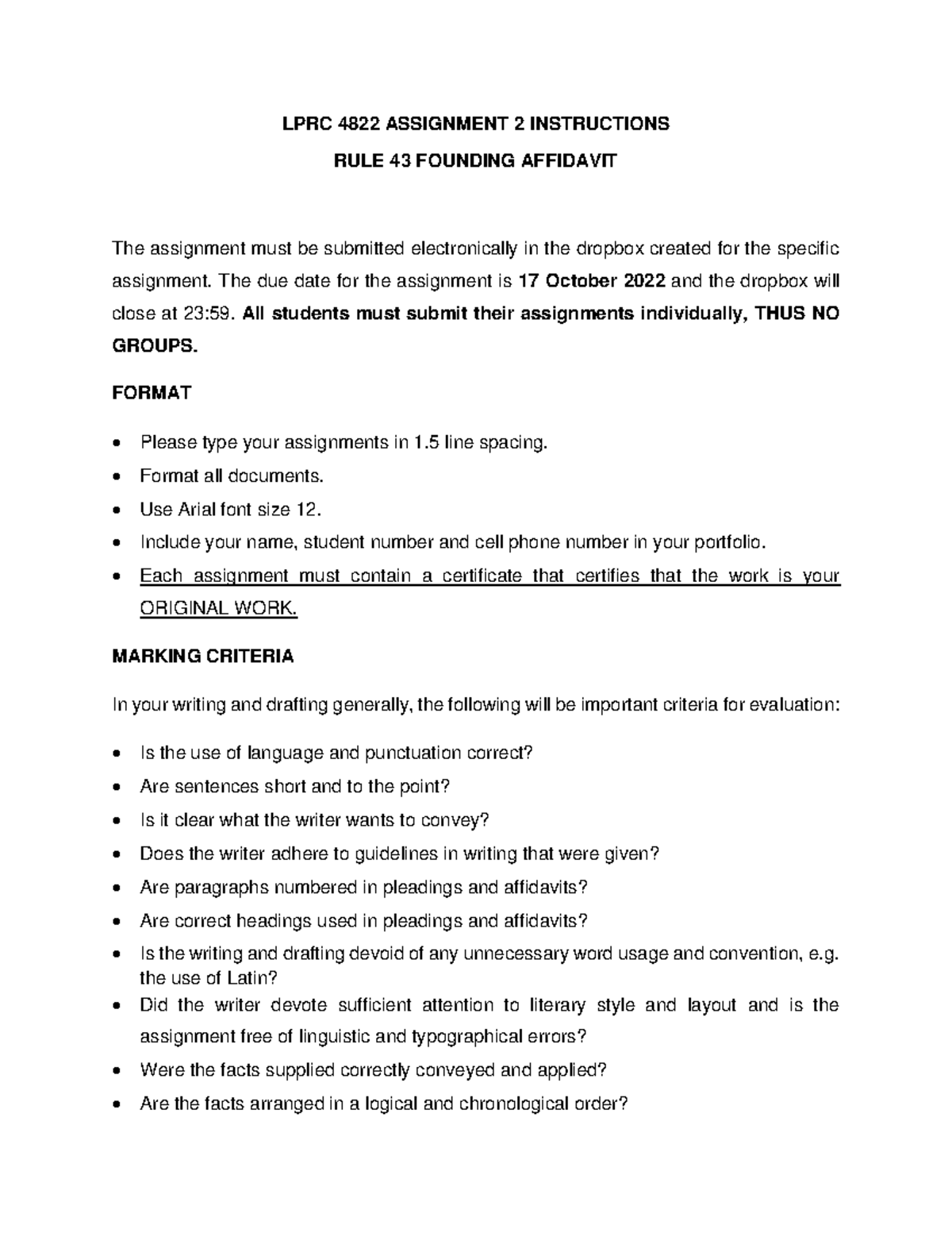 LPRC 4822 Assignment 2 Instructions - LPRC 4822 ASSIGNMENT 2 ...
